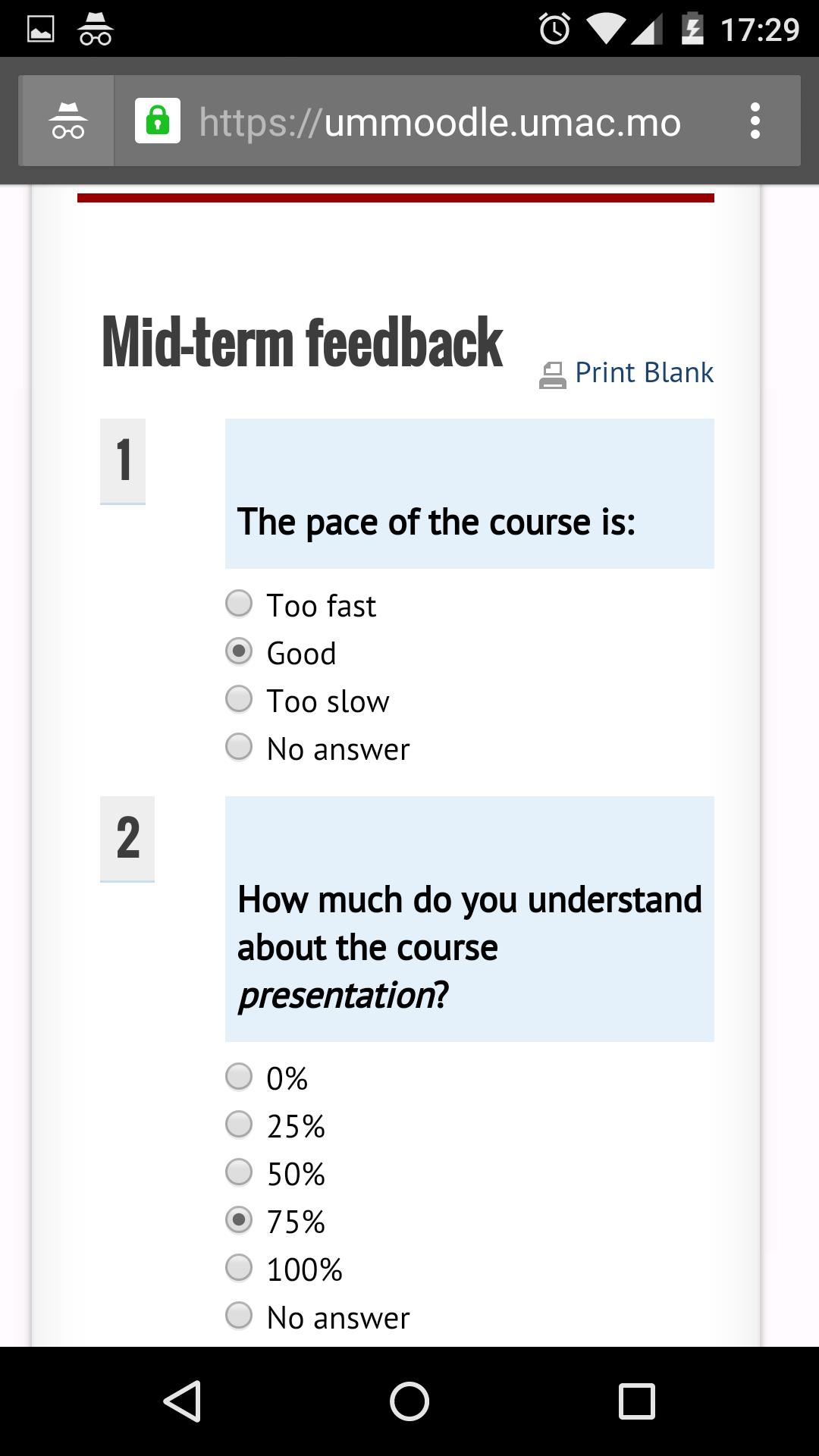 Going Paperless: Collecting Student Feedback Using UMMoodle – Centre ...