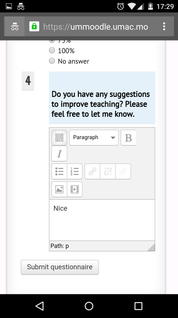 Going Paperless: Collecting Student Feedback Using UMMoodle – Centre ...
