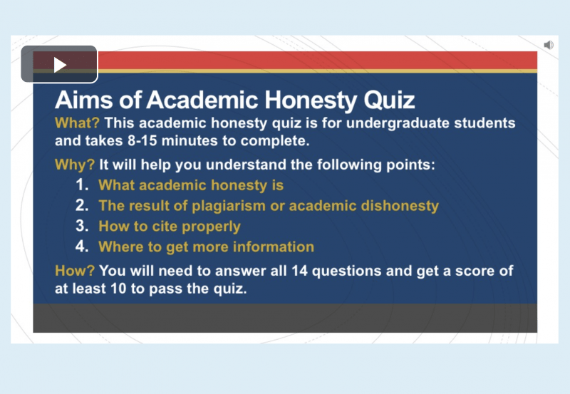 Academic Honesty Quiz – Centre for Teaching and Learning Enhancement ...
